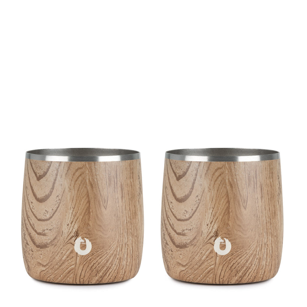 Stainless Steel Rocks Glass, Set of 2 - Natural Teak – Speranza Design ...