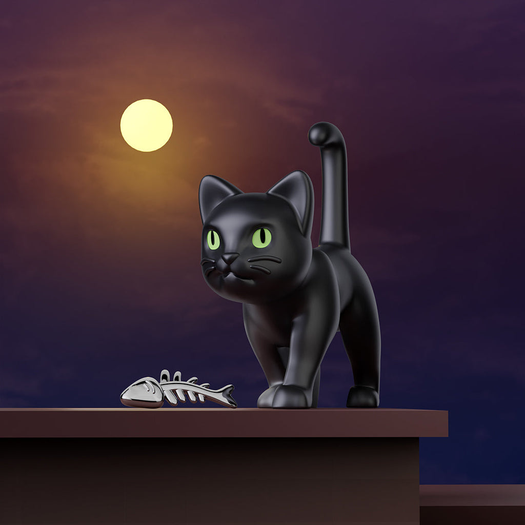 Keyring Black Cat with Wishbone – Speranza Design Gallery